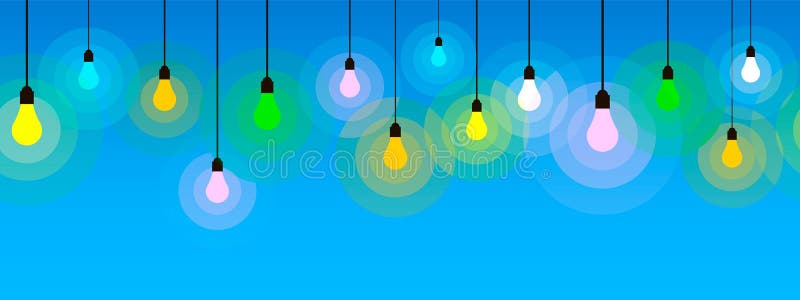 Cartoon Upper Horizontal Seamless Pattern of Glowing Color Lights on a ...
