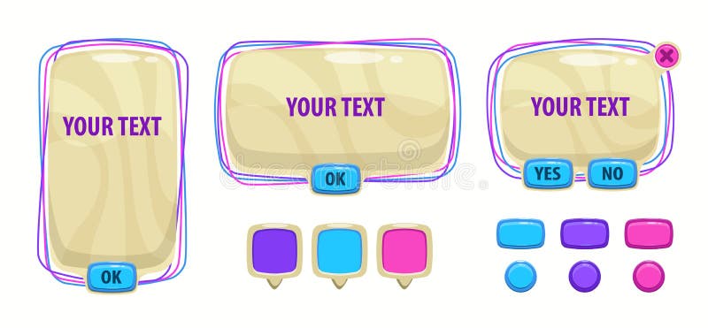 Cartoon User Interface Elements. Vector Assets for Game Design. Stock ...