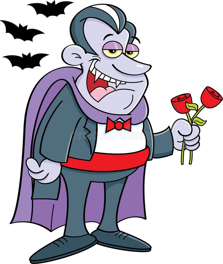 Cartoon Vampire Holding Roses. Stock Vector - Illustration of flowers ...
