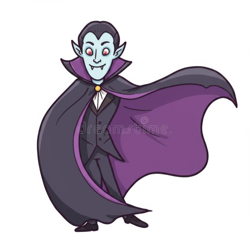 Cartoon Vampire in Purple Cape and Suit Stock Illustration ...