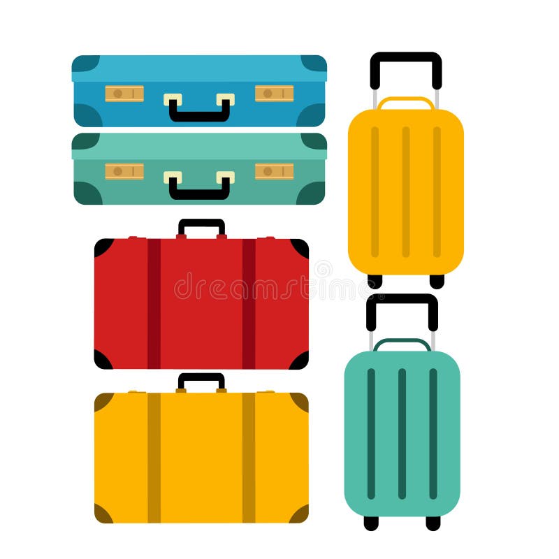 Bagage. Cartoon Reis Plastic Koffers En Bagage Van Toeristen En ...