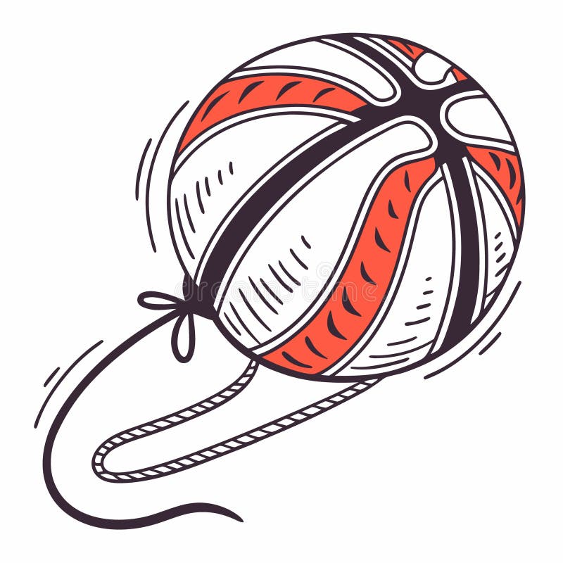 Cartoon Vector Art of a Ball with Distinct Red and Black Sections ...