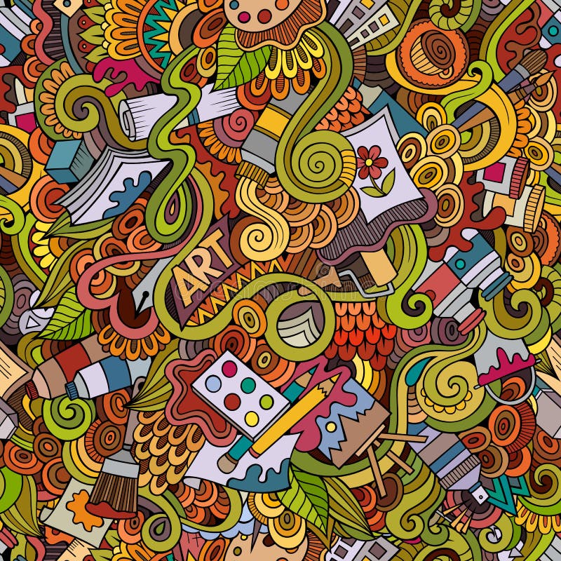 Cartoon Vector Art and Craft Seamless Pattern Stock Vector ...