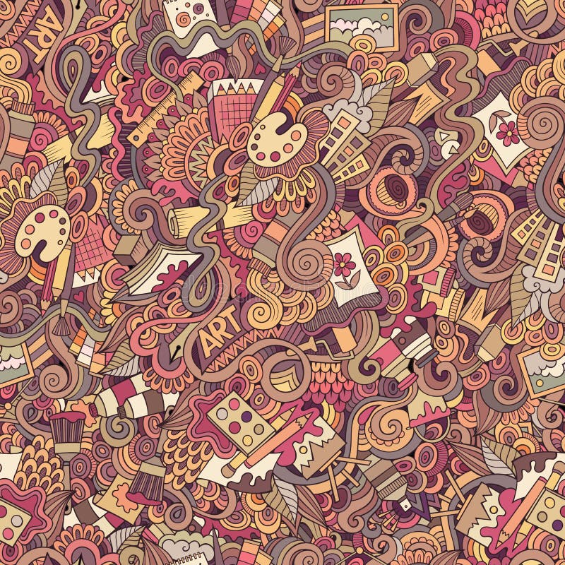 Cartoon Vector Art and Craft Seamless Pattern Stock Vector ...