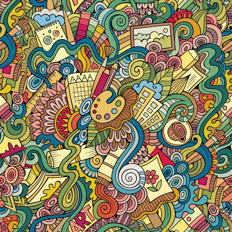 Cartoon Vector Art and Craft Seamless Pattern Stock Vector ...
