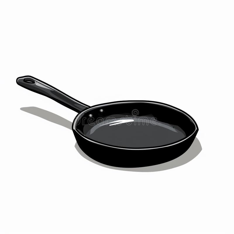 Cartoon Vector of Black Fry Pan on White Background Stock Illustration ...