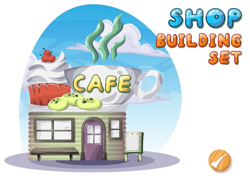 Cartoon Vector Cafe for Game and Animation Stock Vector - Illustration ...