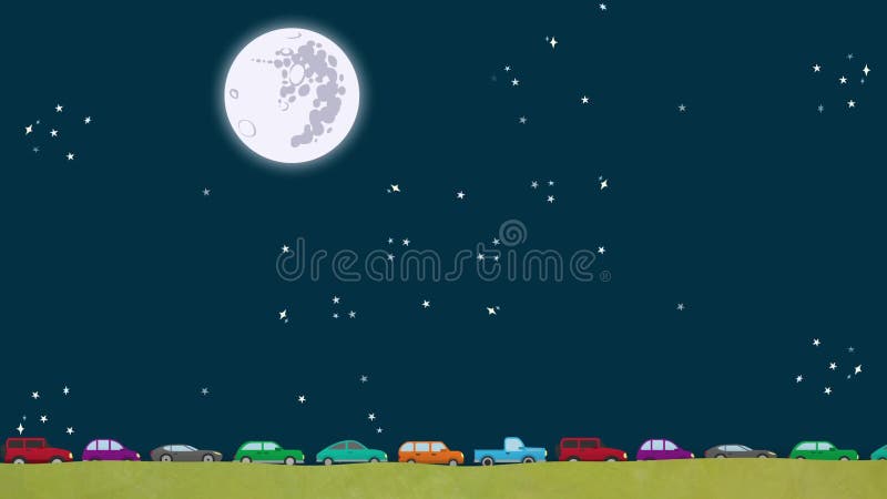 Cartoon Vector Cars Driving in Rush Hour at Night Stock Footage - Video ...