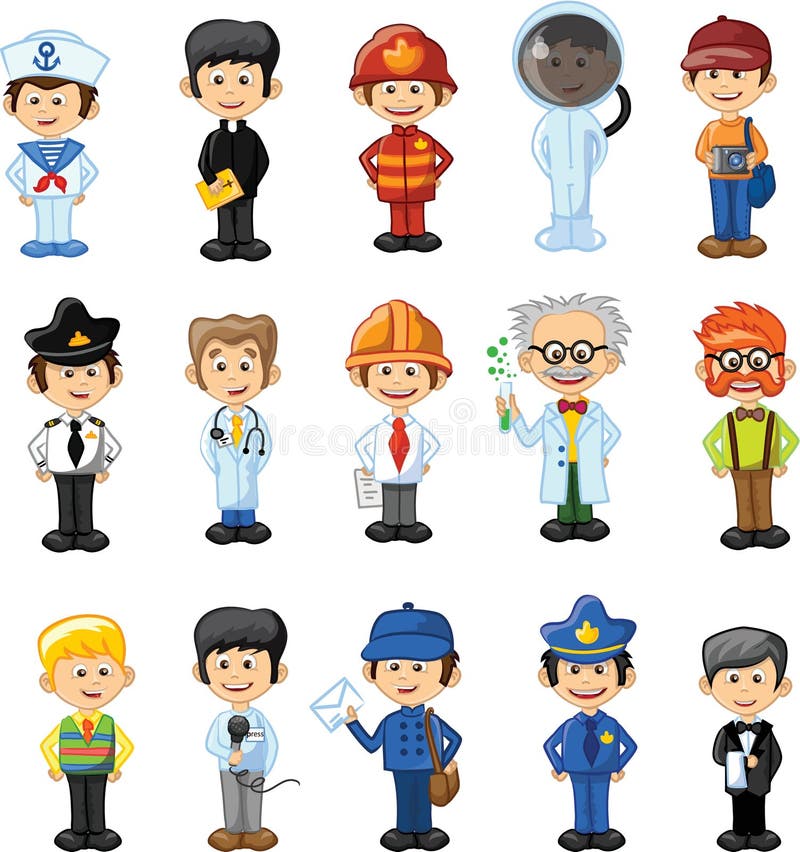 Cartoon Vector Characters of Different Professions Stock Illustration ...
