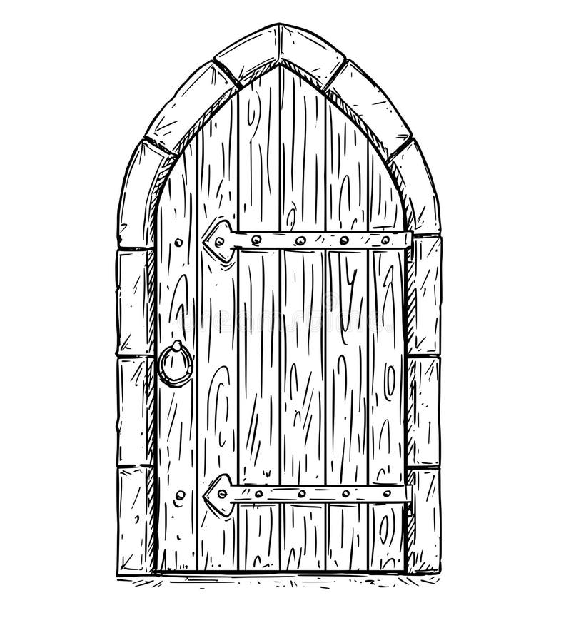 Cartoon Vector Drawing of Wooden Medieval Door Closed or Locked Stock ... Cartoon Vector Drawing of Wooden Medieval Door Closed or Locked Stock ...