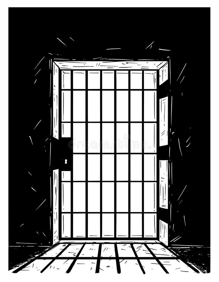 Cartoon Vector Drawing of Prison Door Casting Shadow Stock Vector ...