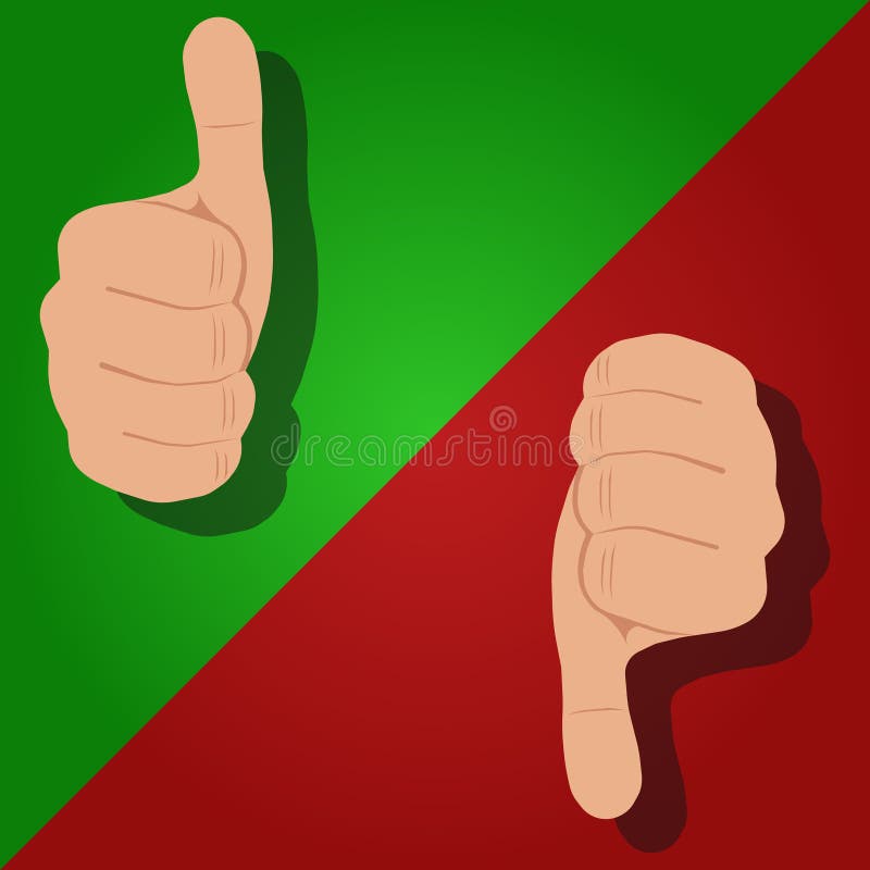 Thumbs Up and Down and Check Marks. Flat Design. Vector. Stock Vector ...