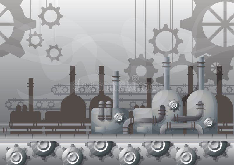 Cartoon Vector Factory Interior with Separated Layers Stock Vector ...