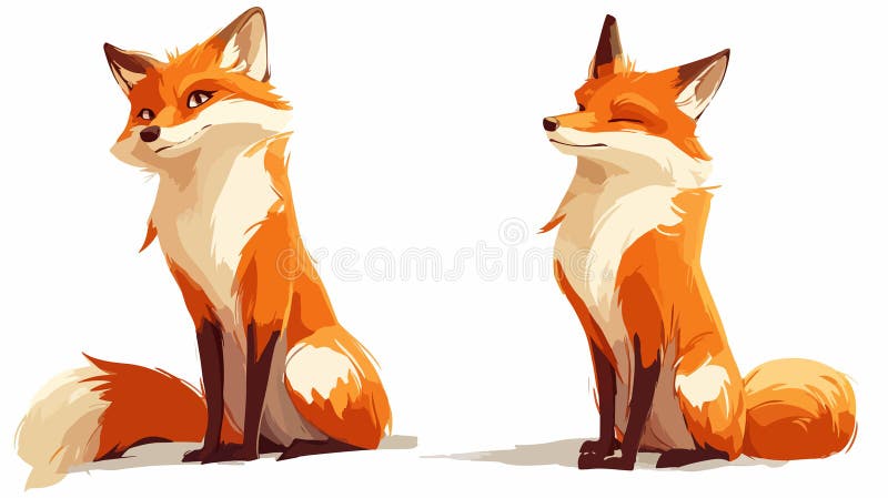 Cartoon Vector of a Fox Sitting, Cute and Simple Stock Vector ...