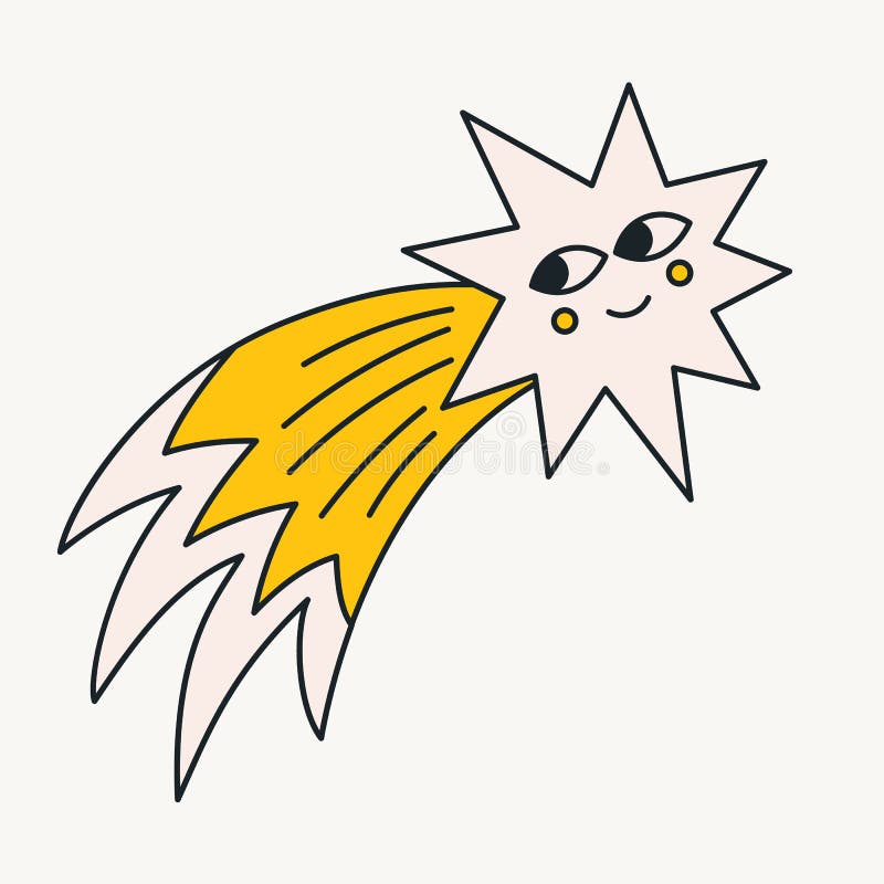 Cartoon Vector Funny Cute Comet Comic Characters. Stock Vector ...