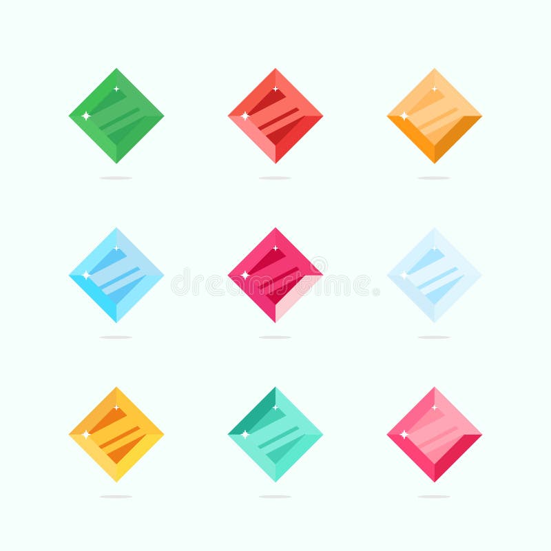 Cartoon Vector Gems and Diamonds Set in a Flat Style Stock Vector ...