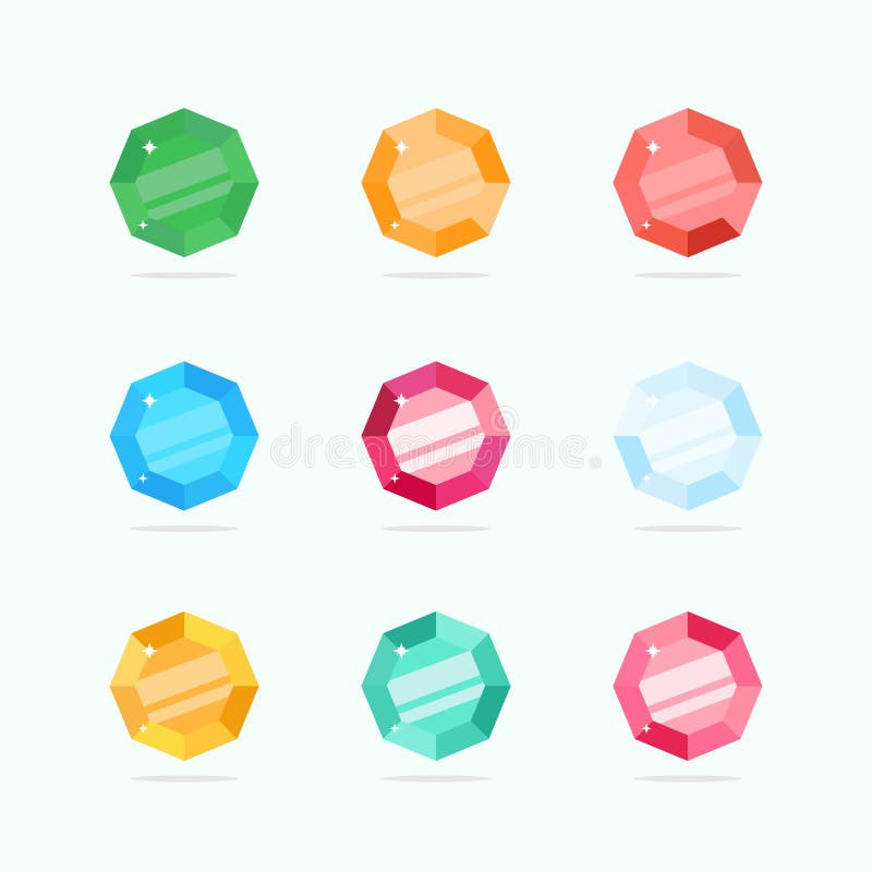 Cartoon Vector Gems and Diamonds Set in a Flat Style Stock Vector ...