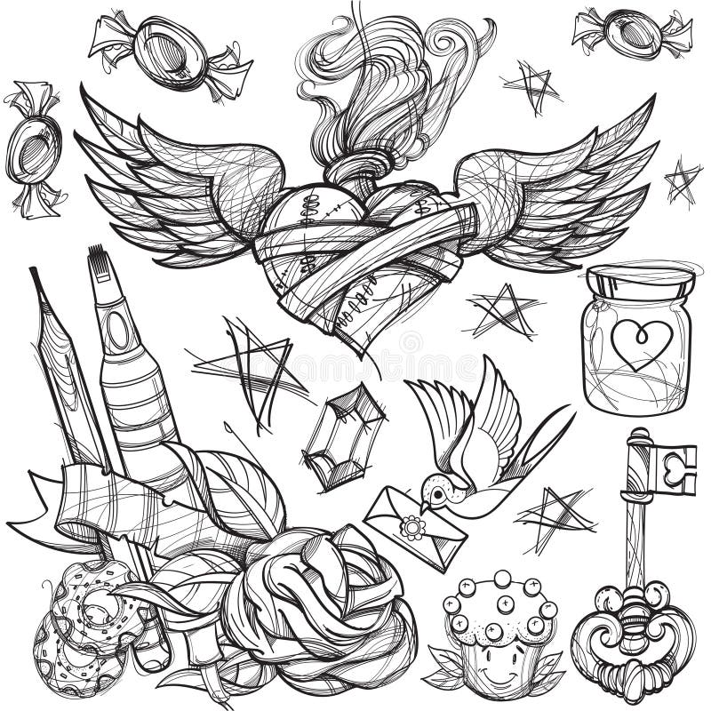 Cartoon Vector Hand Drawn. Colorless Detailed Design Background with ...