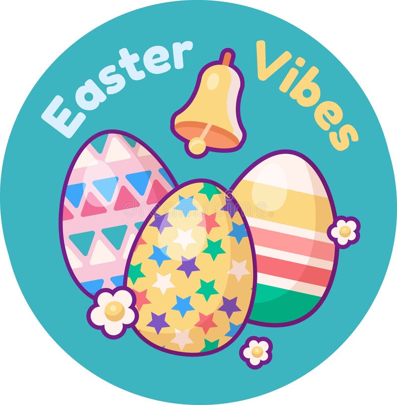 Cartoon Vector Happy Easter Quote Sticker Stock Illustration ...