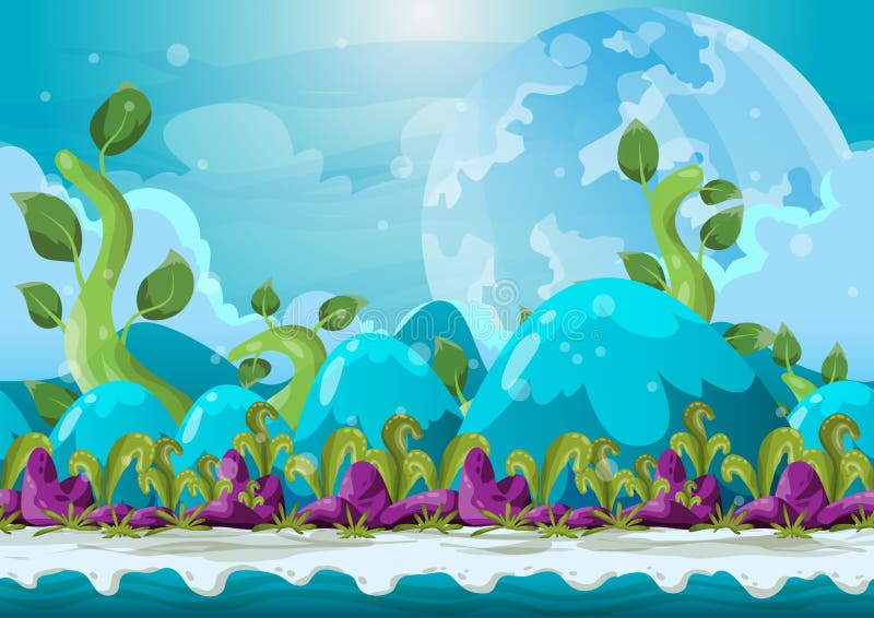 Cartoon Vector Landscape with Separated Layers for Game and Animation ...