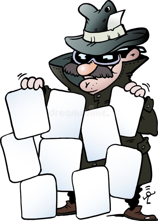 Cartoon Vector Illustration of an Agent with Some Good Cards Stock ...