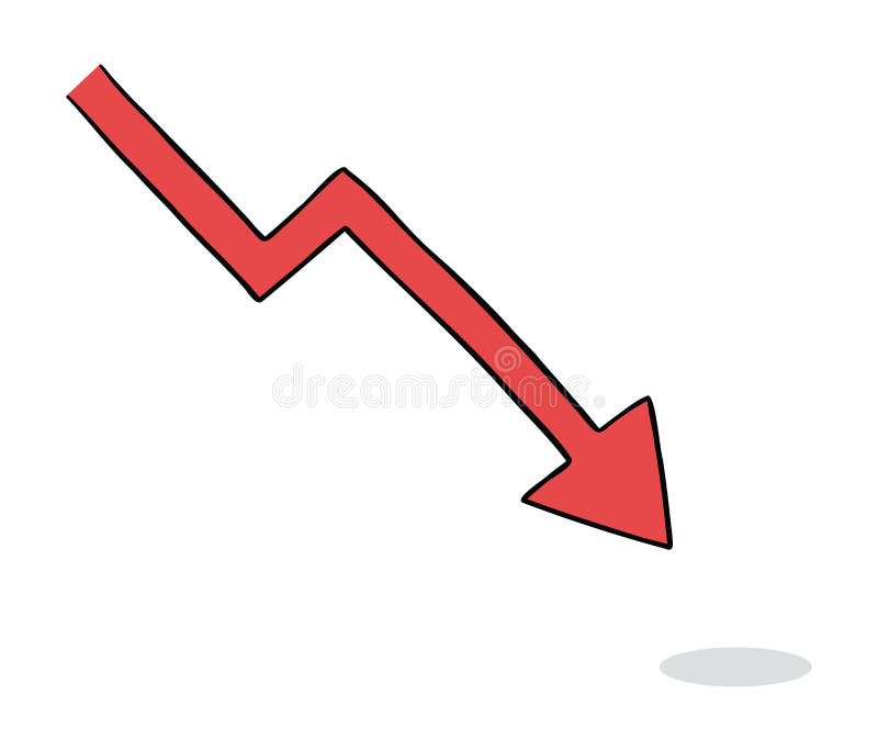 Cartoon Vector Illustration of Arrow Falling Down Stock Vector ...