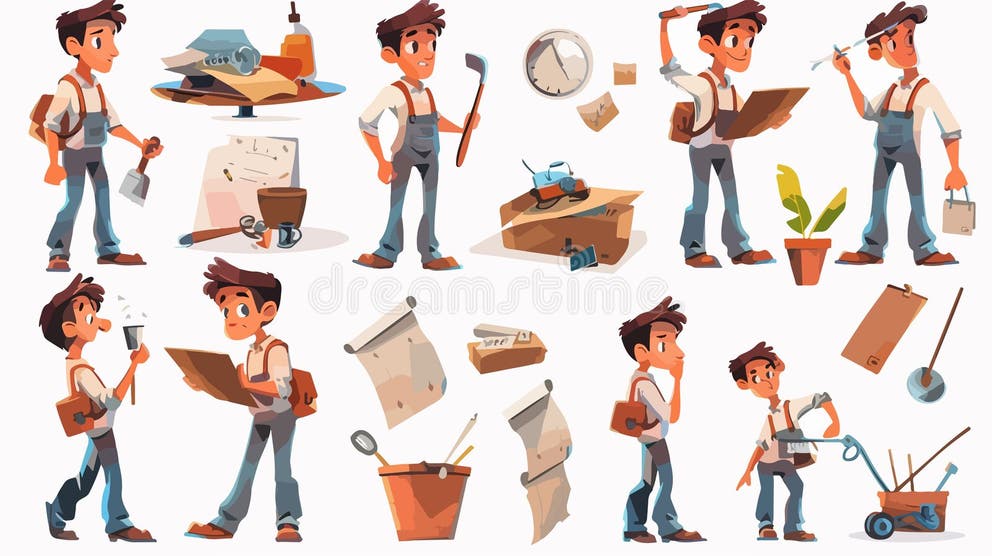 Professional Task Completion Concept in Isolated Cartoon Vector ...