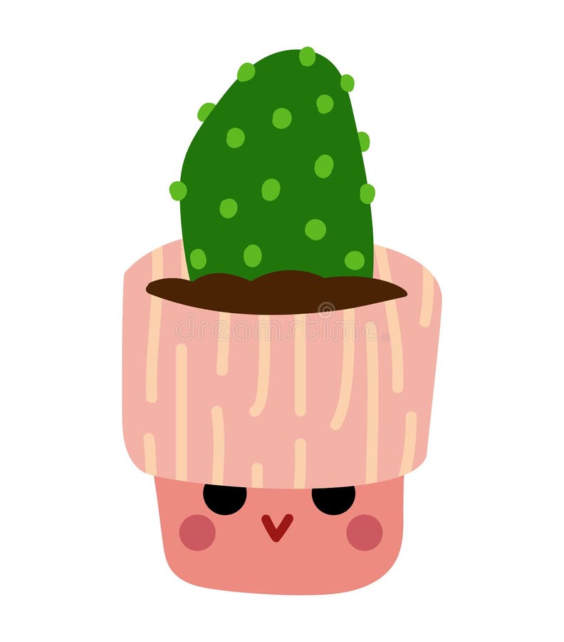 Cartoon Vector Illustration, Cute Cactus in a Pot Stock Vector ...