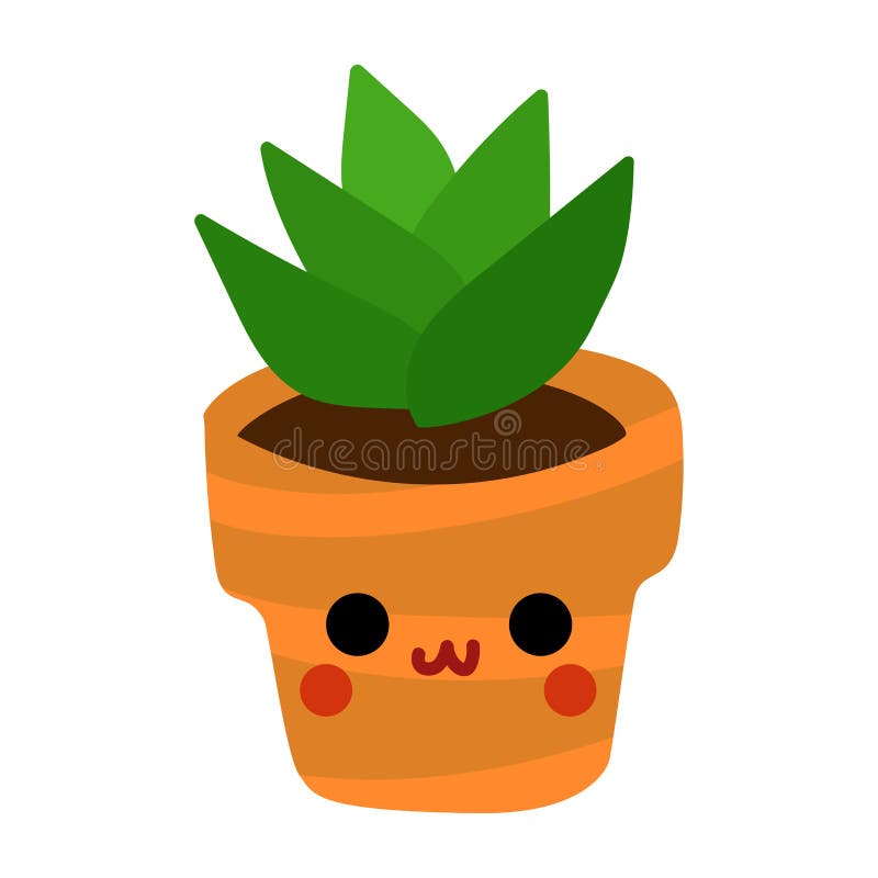 Cartoon Vector Illustration, Cute Succulent in a Pot Stock Vector ...