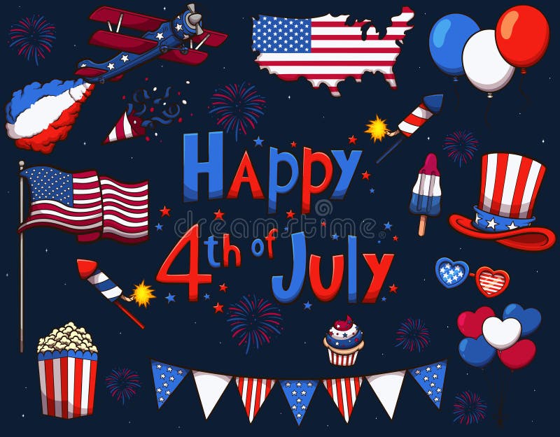 Happy 4th of July. Vector Clip Art Illustration with Simple Gradients ...