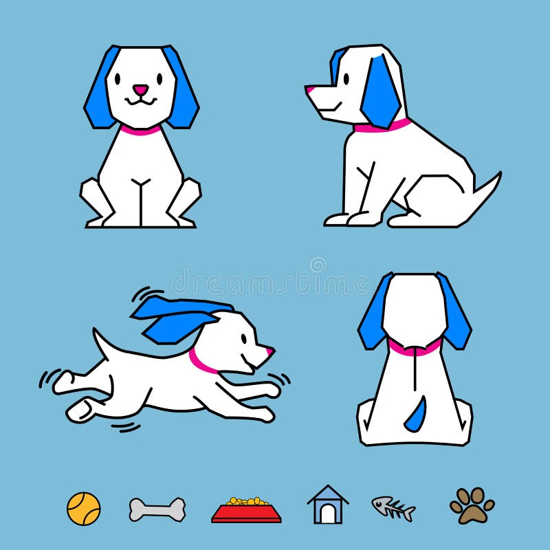 Cartoon Vector Illustration Dog Poses Stock Vector - Illustration of ...