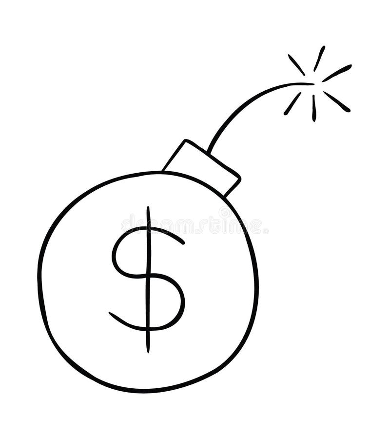 Cartoon Vector Illustration of Dollar Bomb about To Explode Stock ...