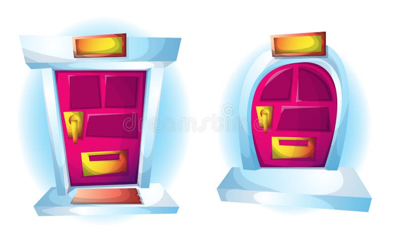 Happy Yellow Door Cartoon Illustration Vector Stock Illustration ...