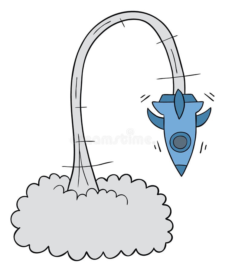 Cartoon Vector Illustration of Failed Rocket, Flying and Falling ...