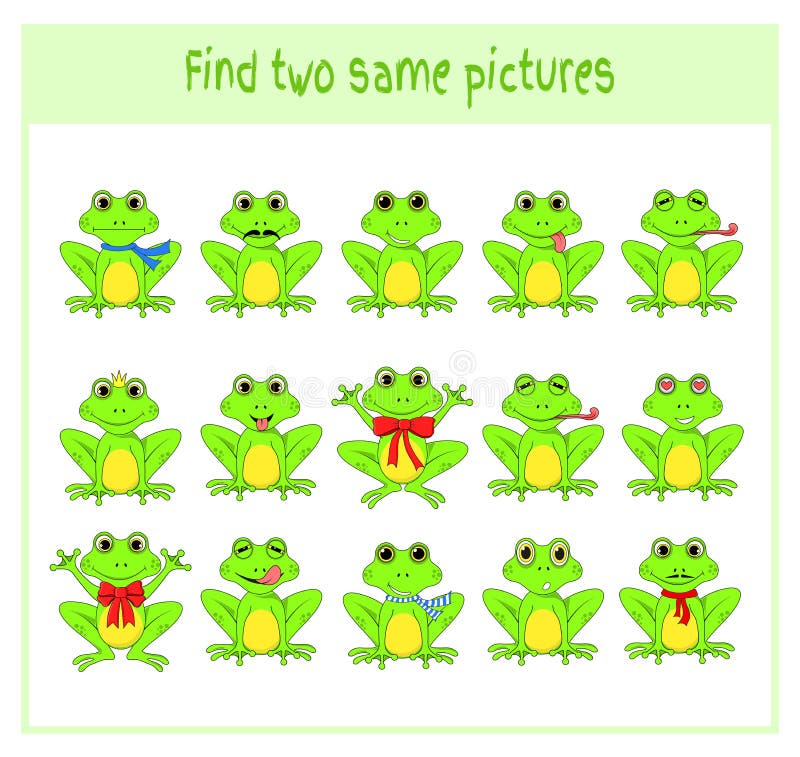 Cartoon Vector Illustration of Finding Two Exactly the Same Pictures ...