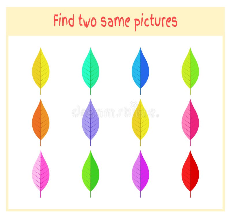 Cartoon Vector Illustration of Finding Two Exactly the Same Pictures ...