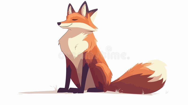 Cartoon Vector of a Sitting Fox in Style Stock Vector - Illustration of ...