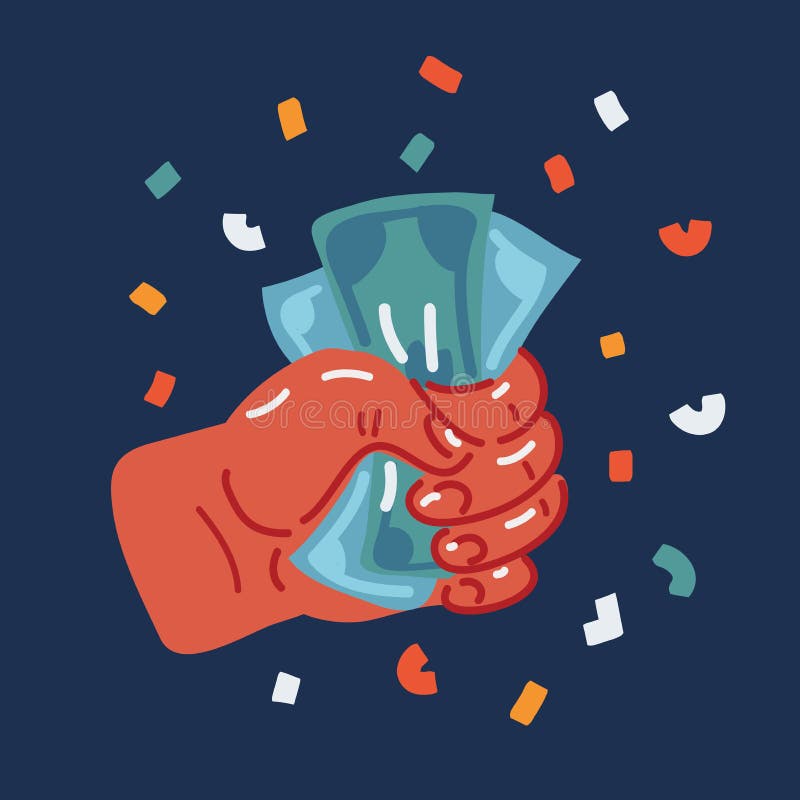 Cartoon Vector Illustration of Hand Holds Dollars Stock Vector ...