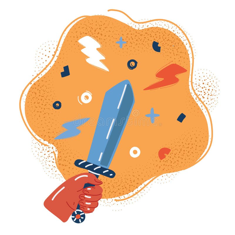 Vector Illustration of Hands with Sword Stock Vector - Illustration of ...