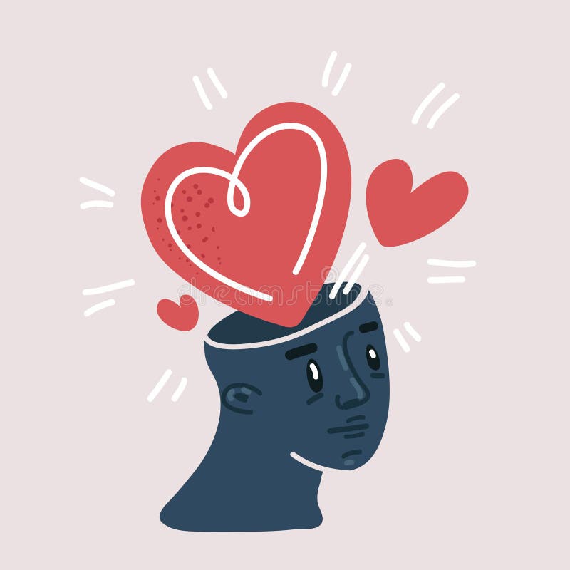 Vector Illustration of Head with Heart Inside. Love, Creativity ...
