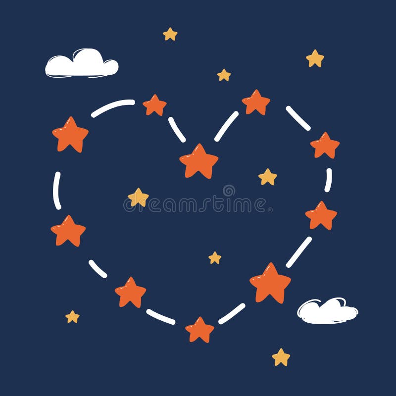 Cartoon Vector Illustration of Heart Constellation. Horoscope Concept ...