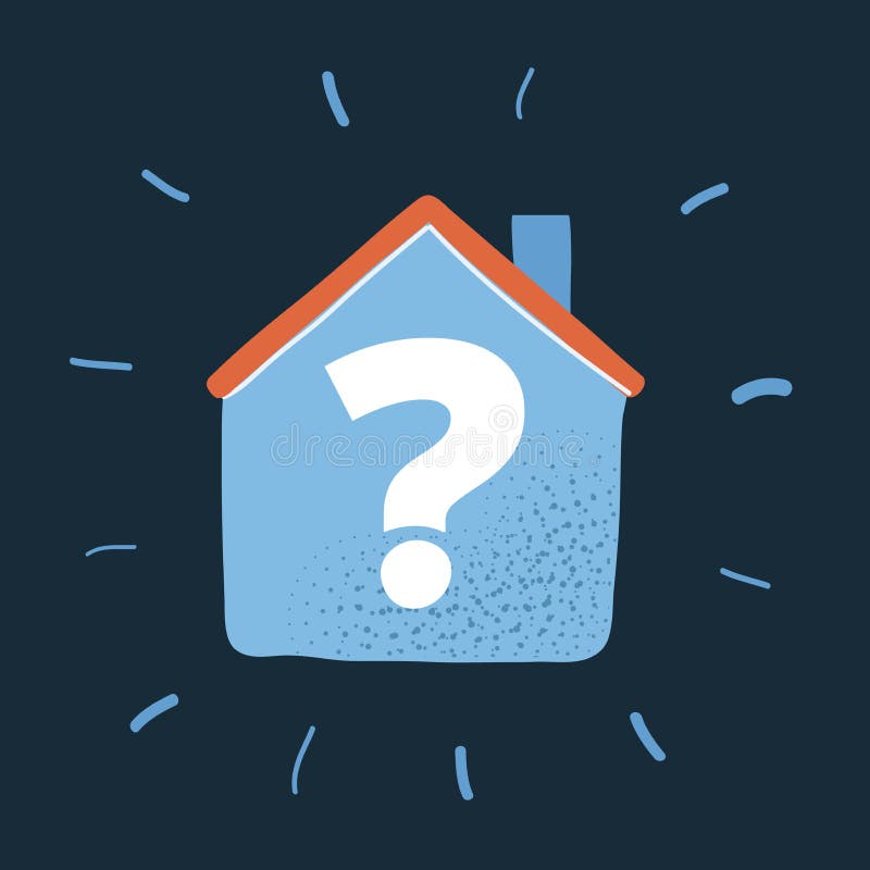 Vector Illustration of House with Question Mark Inside Over Dark ...