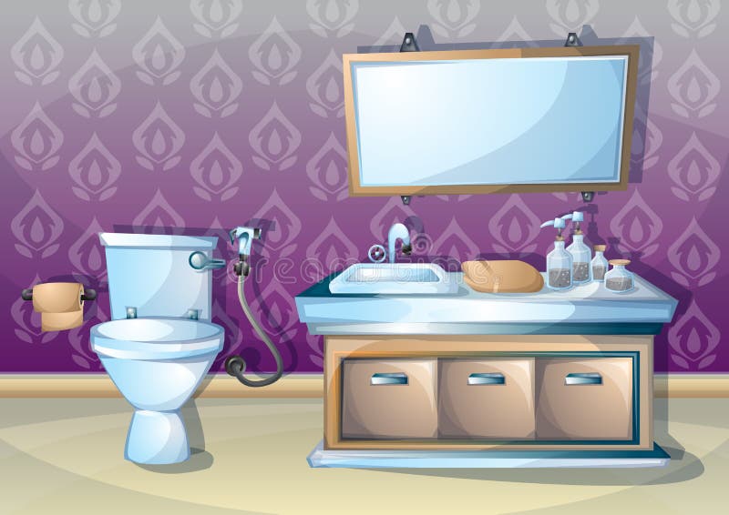 Cartoon Vector Illustration Interior Bathroom Stock Vector ...