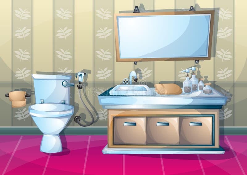 Cartoon Vector Illustration Interior Bathroom Stock Vector ...