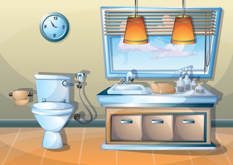 Cartoon Vector Illustration Interior Bathroom Stock Vector ...