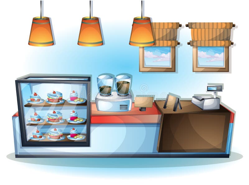 Cartoon Vector Illustration Interior Cafe Room with Separated Layers ...