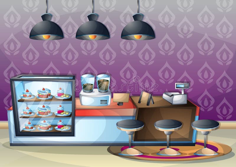 Cartoon Vector Illustration Interior Cafe Room with Separated Layers ...