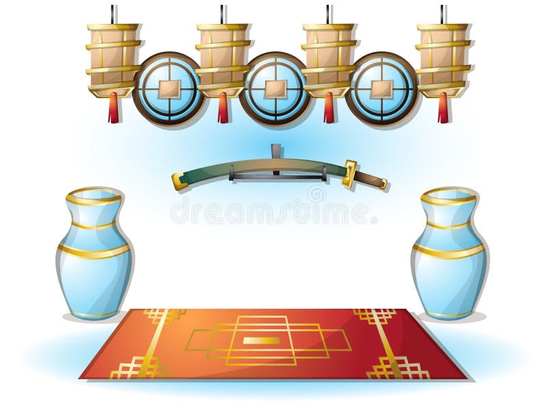 Cartoon Vector Illustration Interior Chinese Room with Separated Layers ...