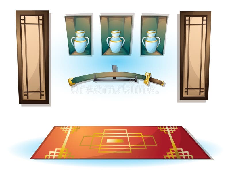 Cartoon Vector Illustration Interior Chinese Room with Separated Layers ...
