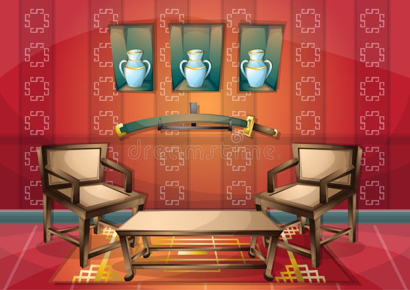 Cartoon Vector Illustration Interior Chinese Room with Separated Layers ...